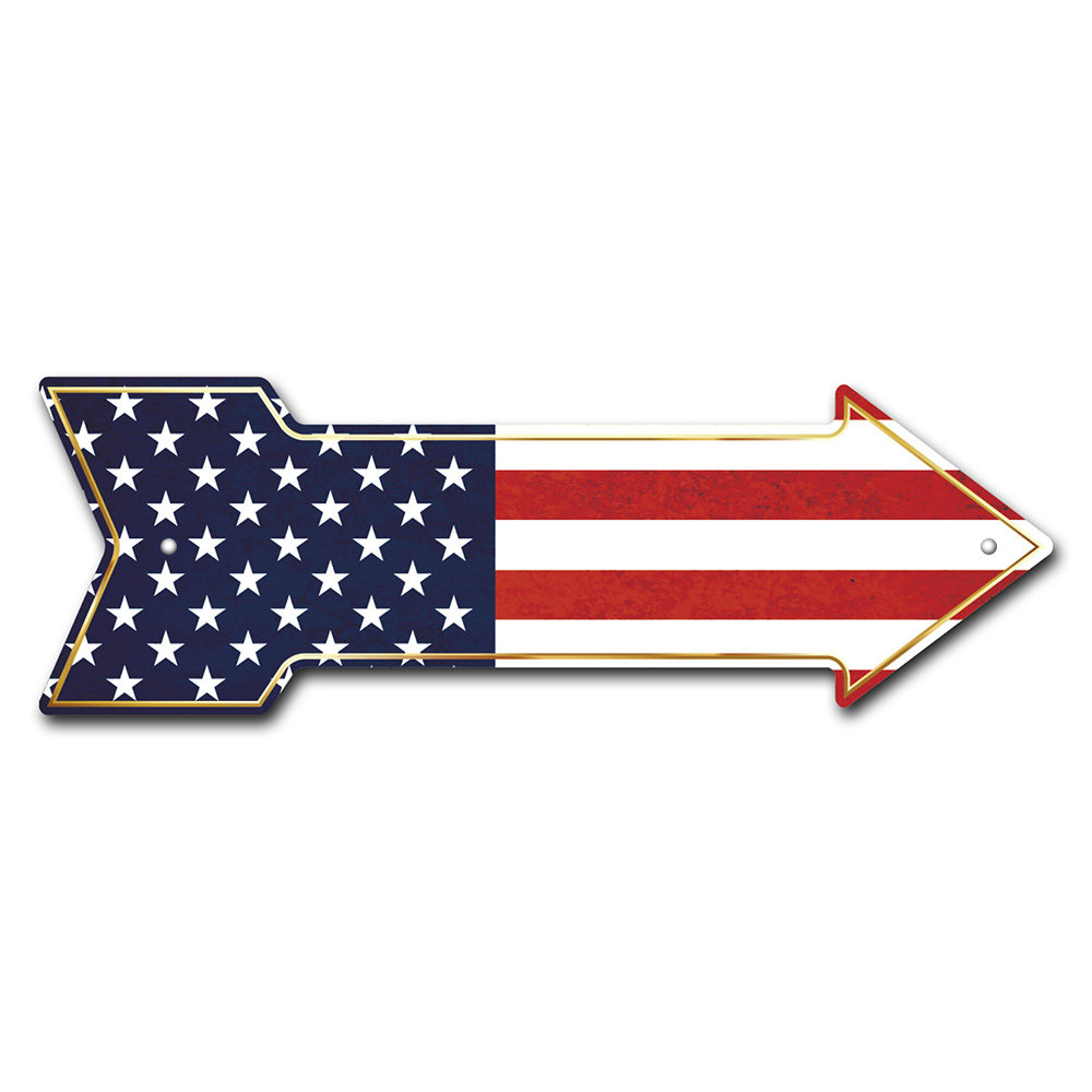 Trinx American Flag Arrow Funny Home Wall Decal | Wayfair