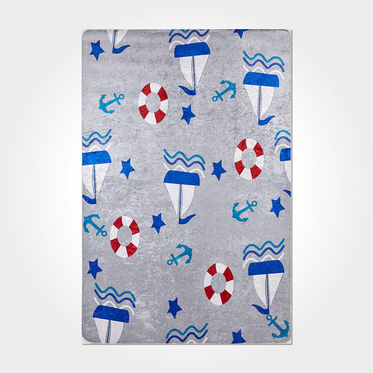 Harriet Bee Vo Cotton Blue/Grey/Red Rug | Wayfair.co.uk