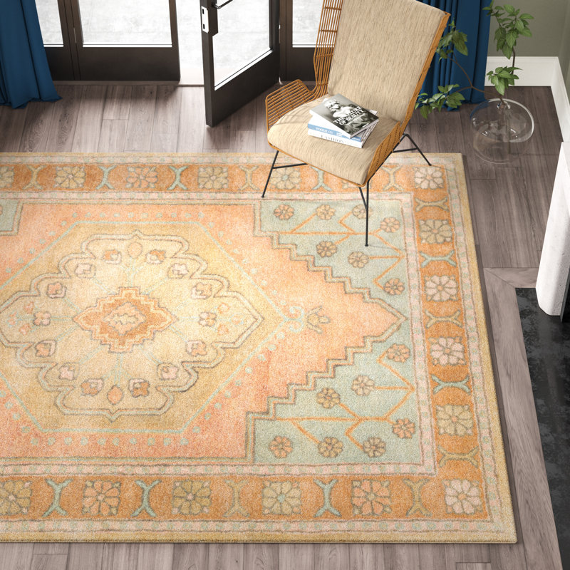 Langley Street Hiers Handmade Peach/Sage/Tan Rug & Reviews | Wayfair