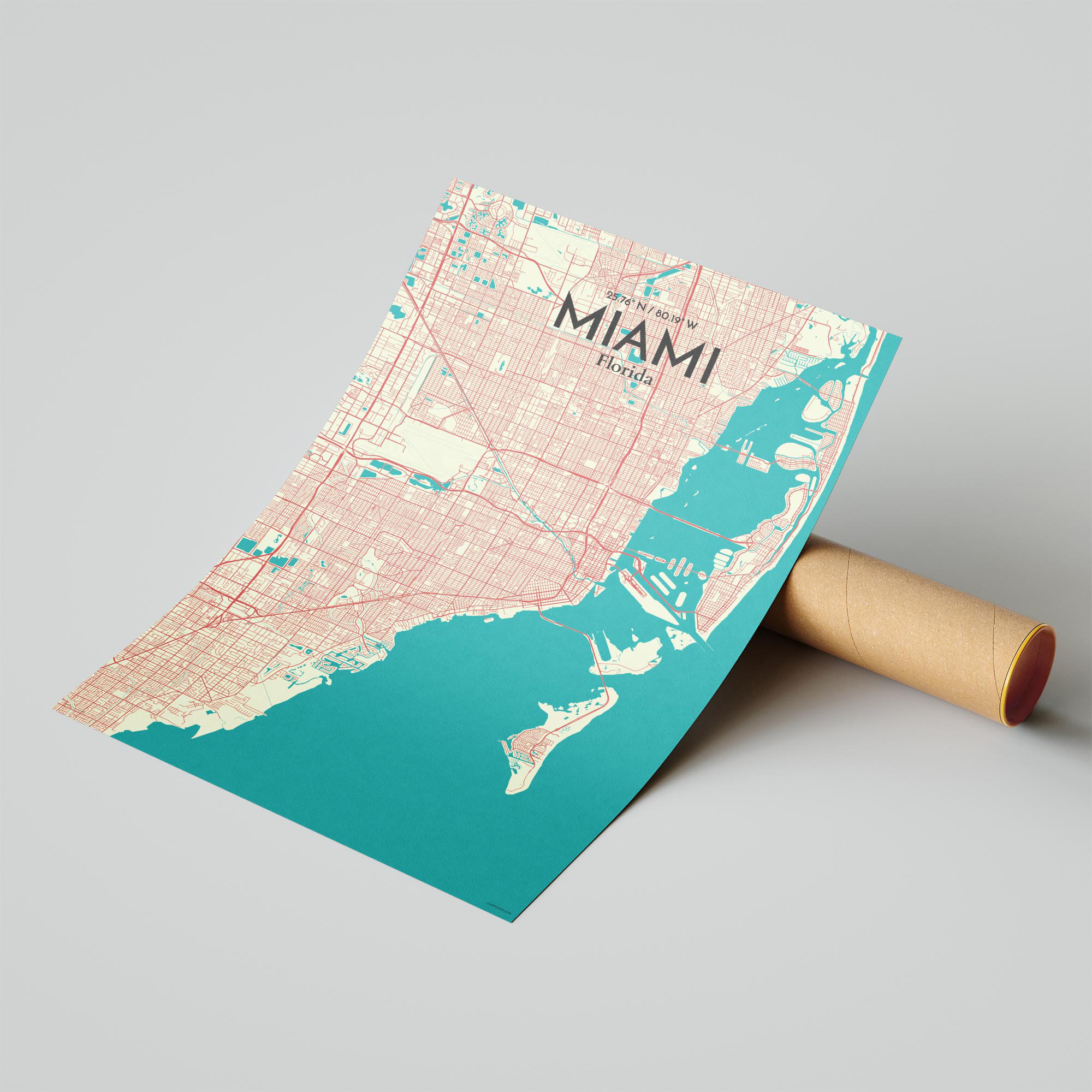 Wrought Studio Miami City Map - Unframed Graphic Art | Wayfair