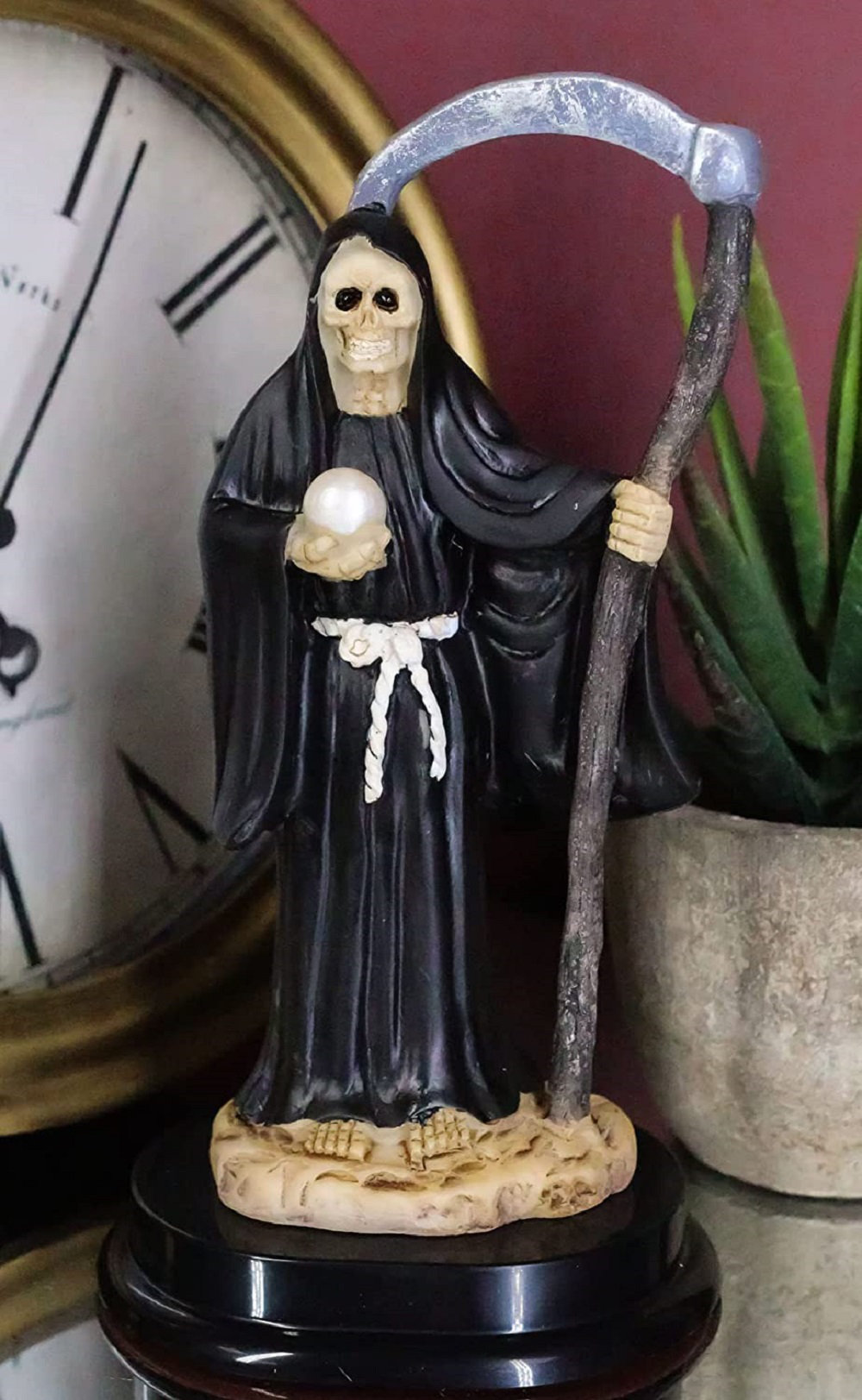 Trinx Castyn Santa Muerte Skeleton with Scythe and Pearl Figurine | Wayfair