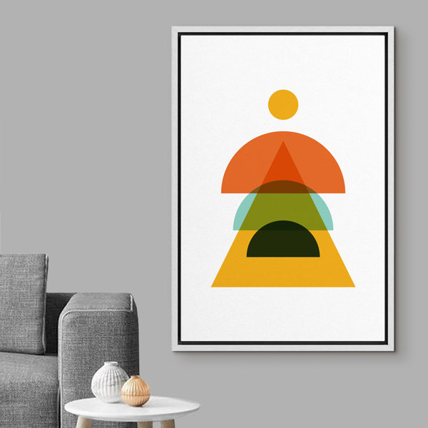 IDEA4WALL Multicolor Semicircles Over Yellow Triangle - Floater Frame ...