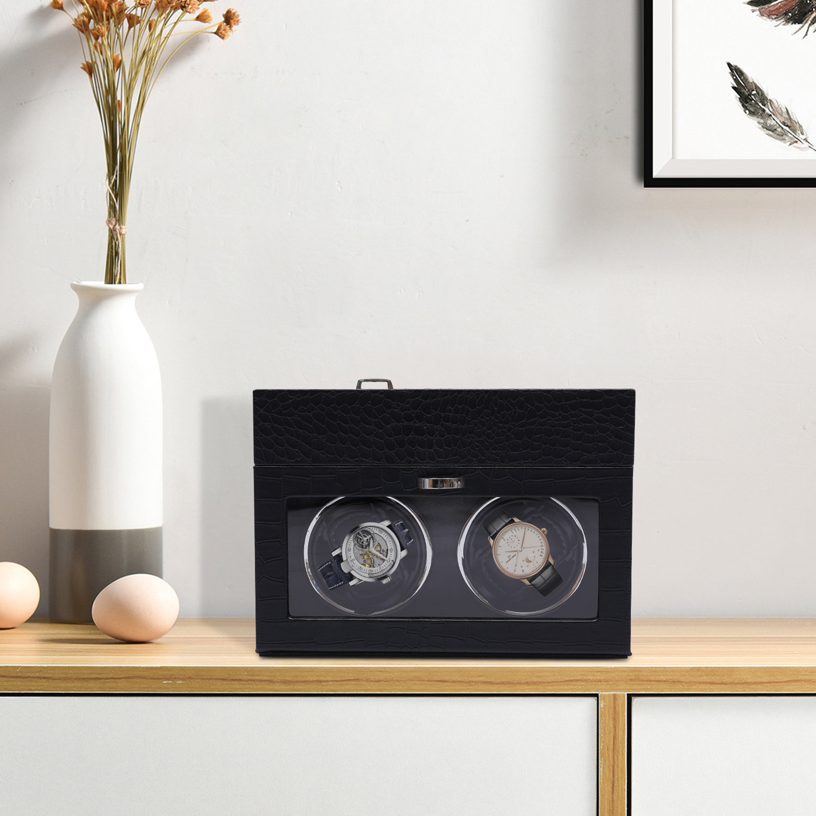 Winston Porter Watch Winder For Two With Extra Storages And LED ...