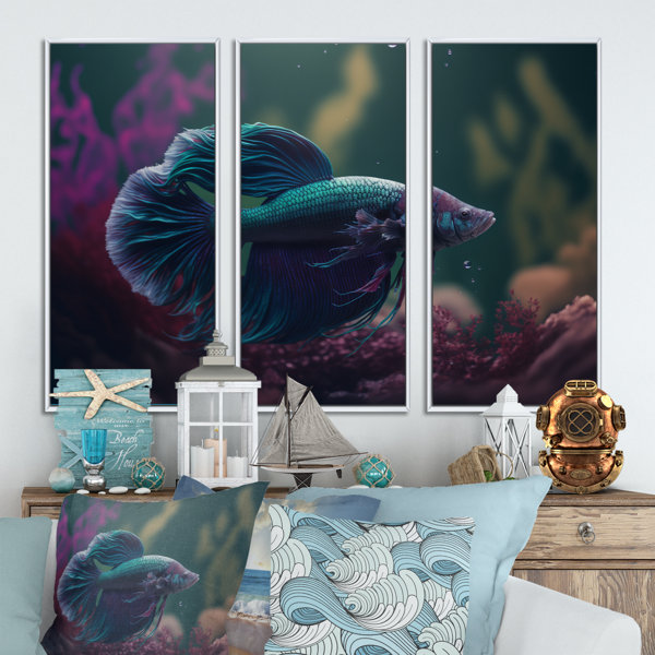 DesignArt Magnificent Bettafish In Shades Of Blue And Purple ...