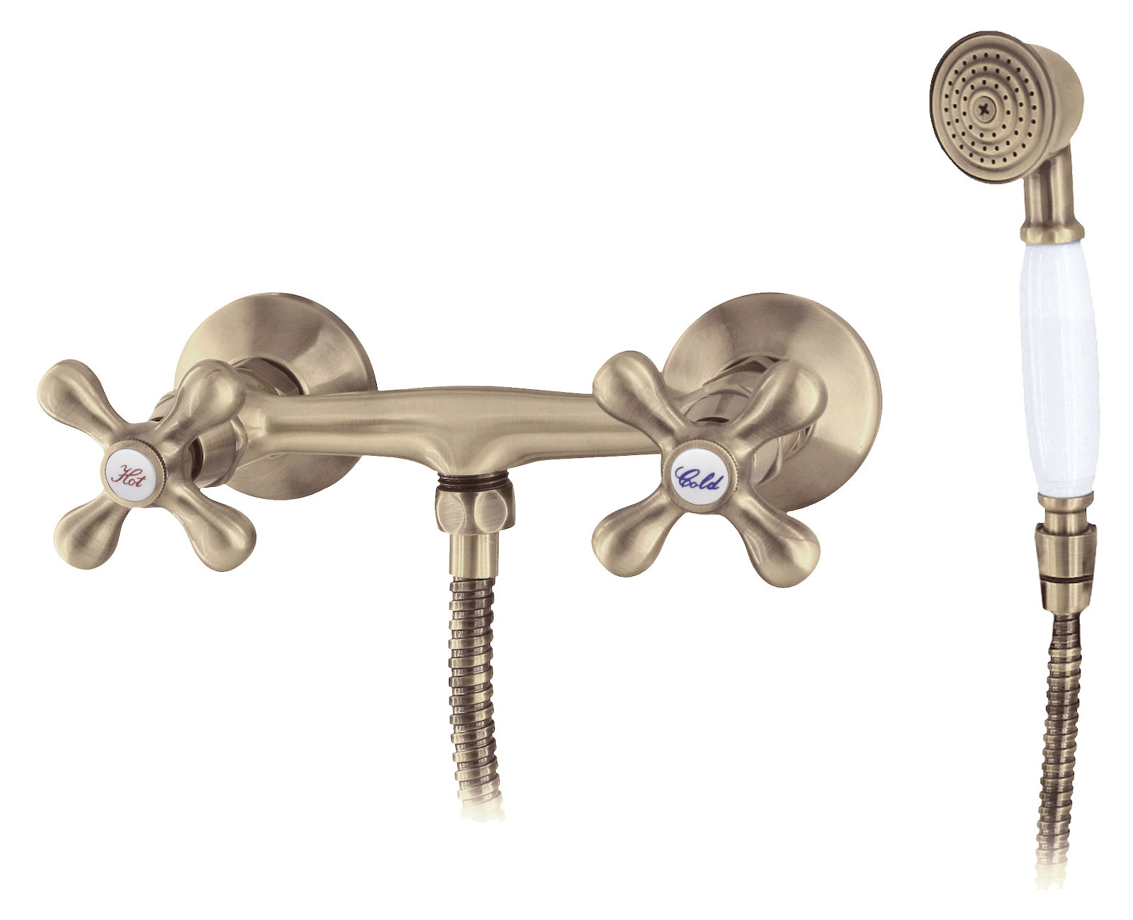 Belfry Bathroom Elegant Wall Mounted Shower Antique Brass Tap With ...