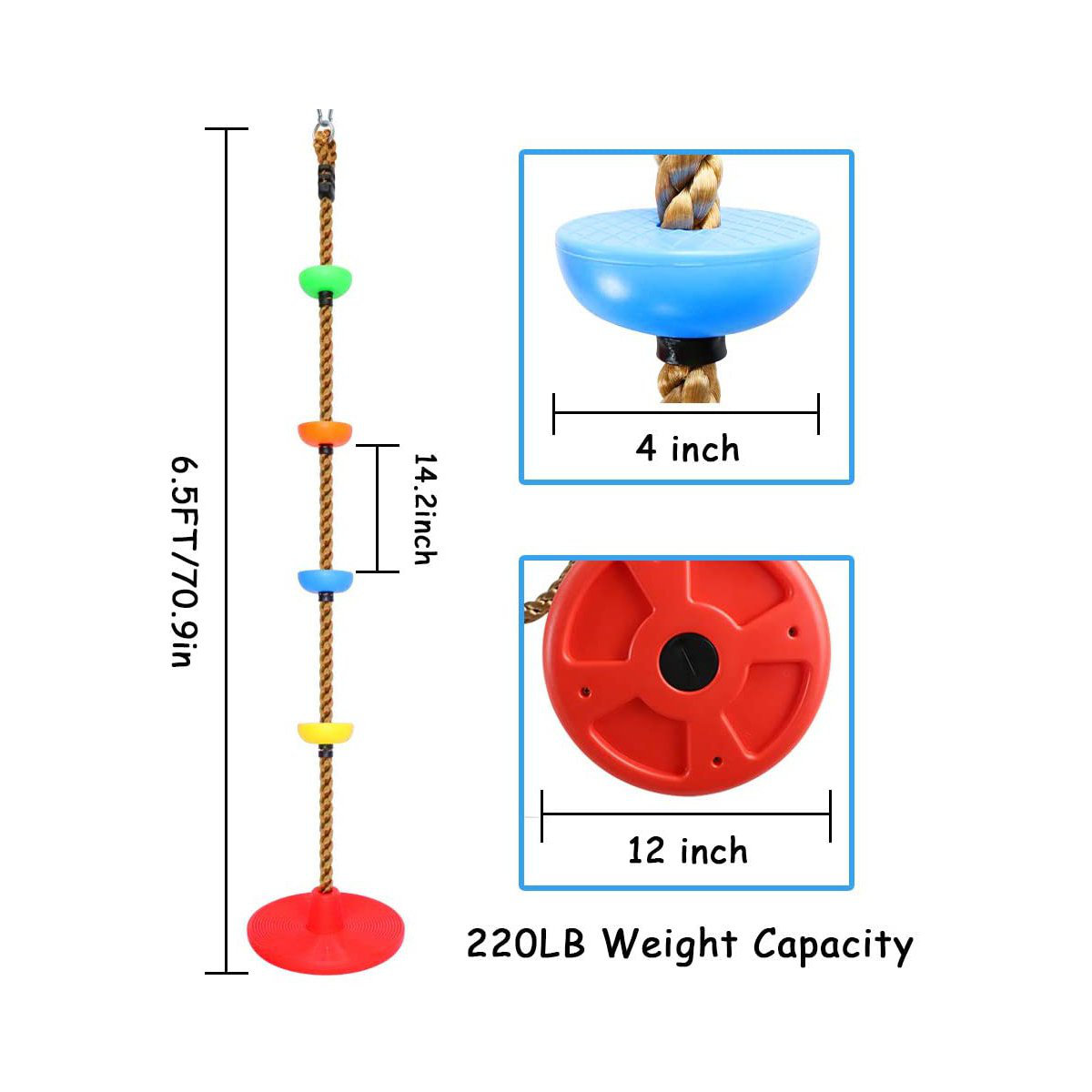 goodwish Disc Swings Seat Swing Set Climbing Rope Tree Swing With ...