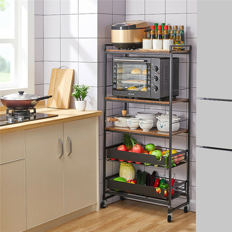 Rebrilliant Alwie 13.2'' Steel Standard Baker's Rack with Microwave ...