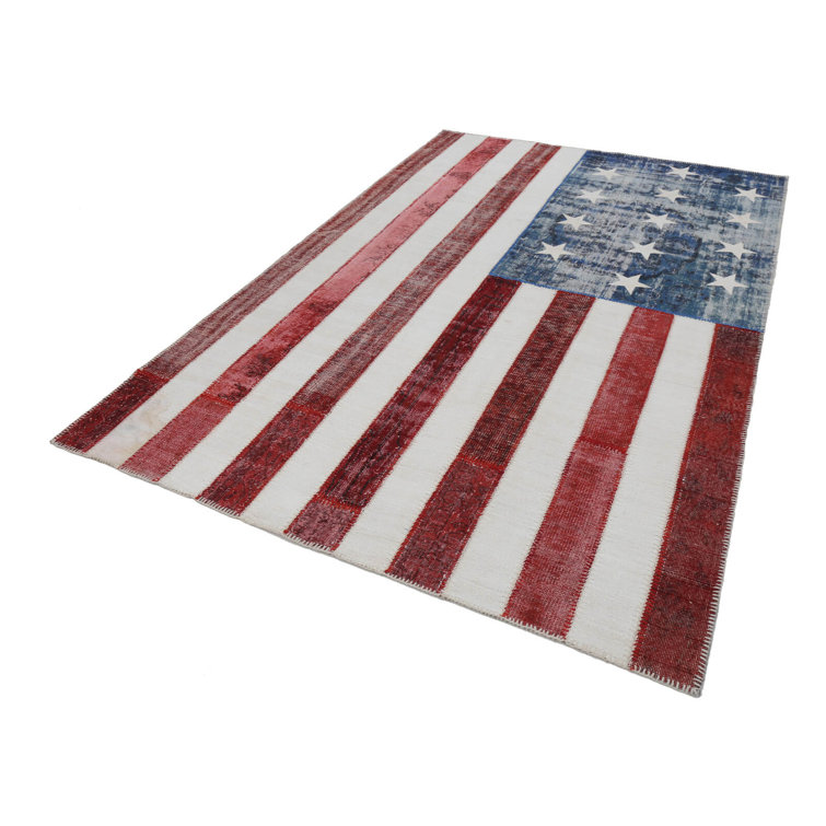 Williston Forge Maleya Flag Hand Knotted Red/White/Blue Rug | Wayfair.co.uk