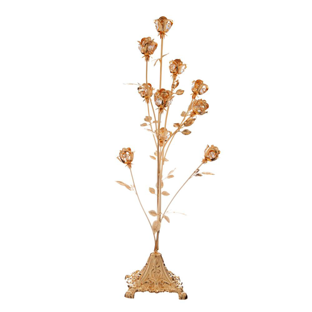 MatashiCrystal 24K Gold Plated Crystal Studded 10 Piece Rose Sculpture ...