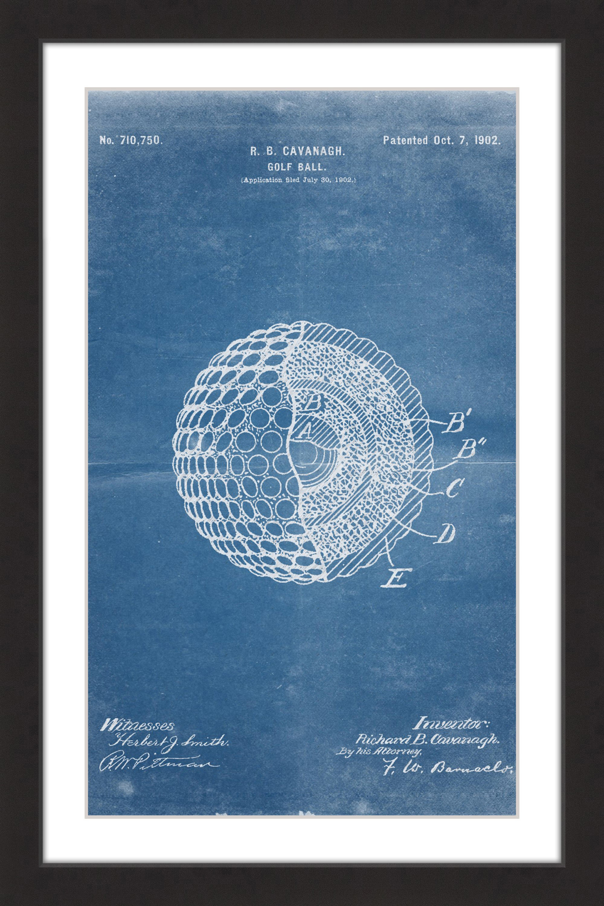 Marmont Hill Golf Ball 1902 Blueprint by Steve King - Picture Frame ...