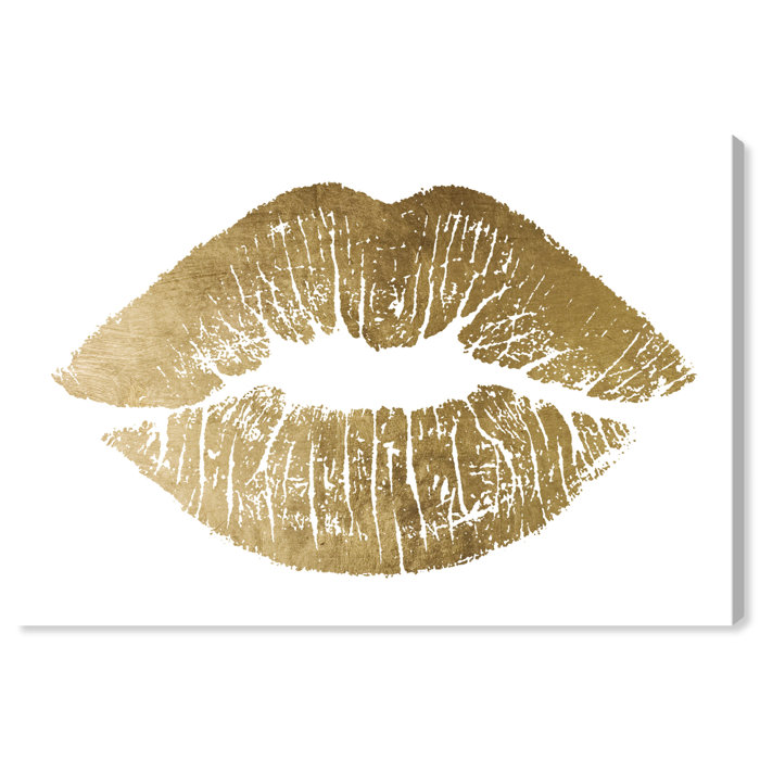 Oliver Gal 'Solid Kiss Gold' Graphic Art Print on Canvas | Wayfair.co.uk