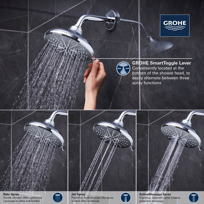 GROHE Massage Rain Shower Head & Reviews | Wayfair