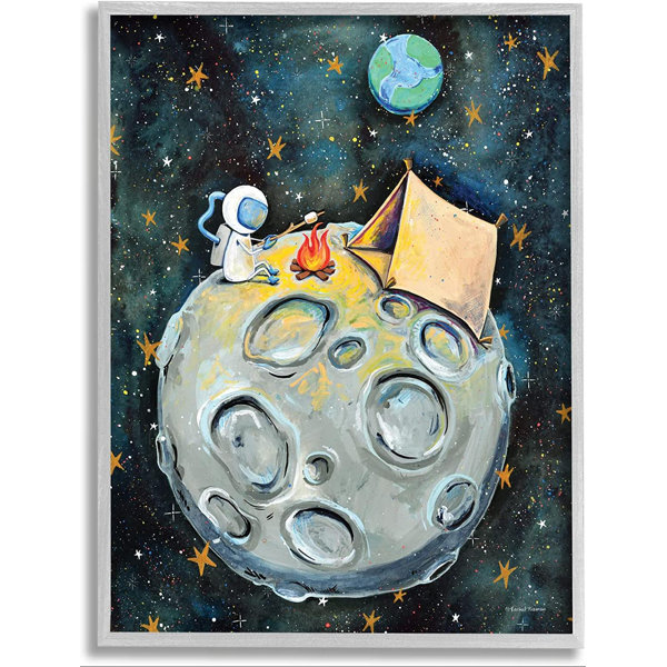 Trinx Astronaut Camping Moon Whimsical Stars Outer Space Picture Frame ...