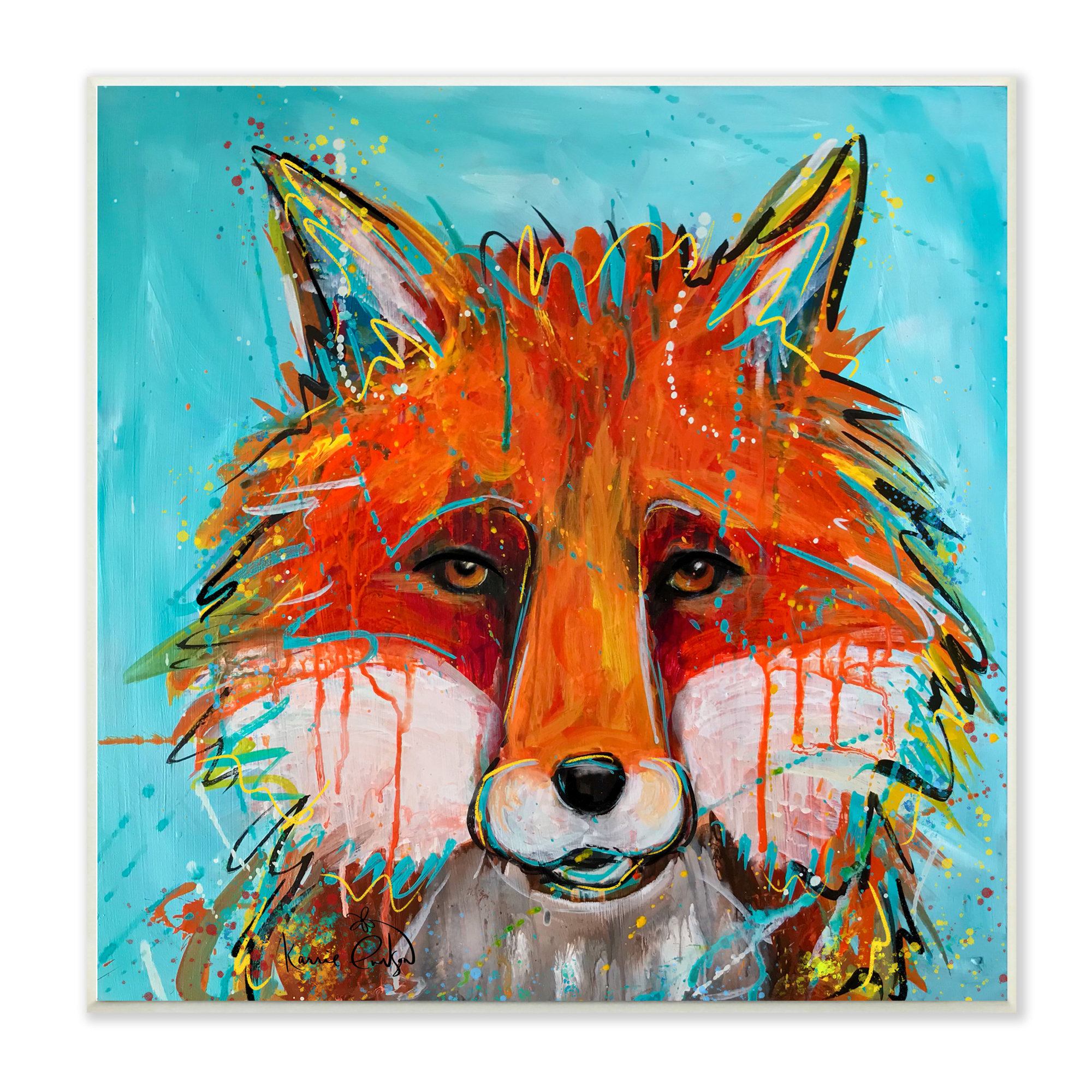 Stupell Industries Vivid Red Fox Street Style Paint Speckle by ...
