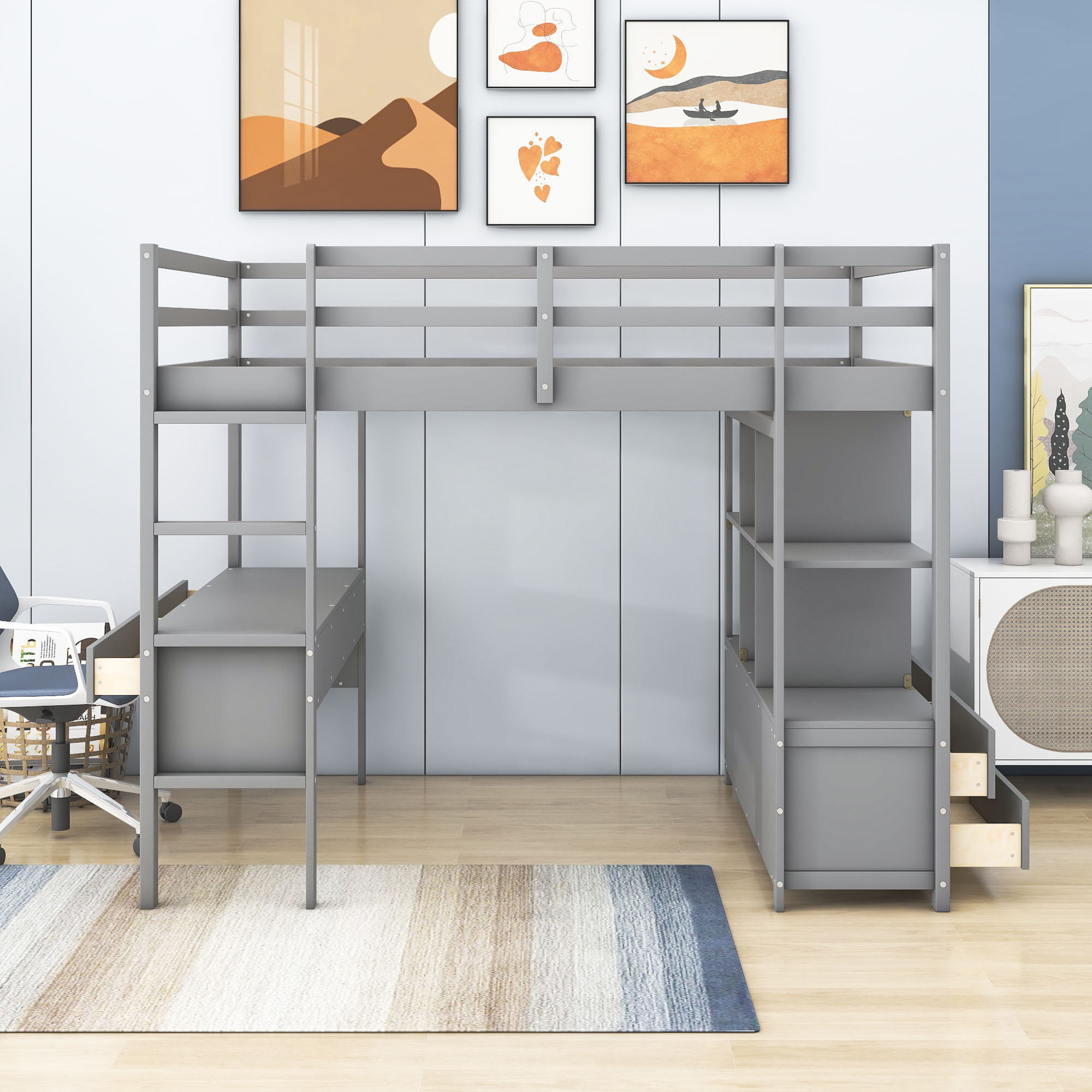 Harriet Bee Genina Full 6 Drawer Loft Bed with Built-in-Desk by Harriet ...