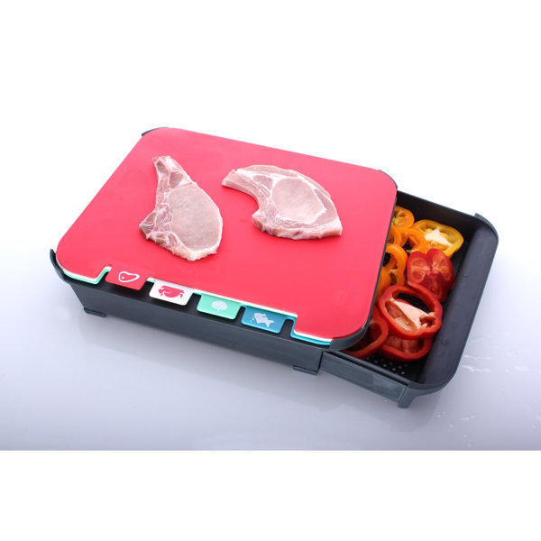 Calitek Coloured Chopping Board Set With Stand And 2 Drawer ...