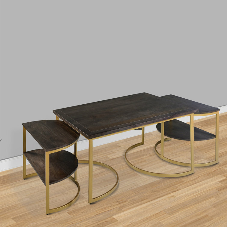 Everly Quinn 38 Inch Rectangle Metal Nesting Coffee Table - 3 Pcs Set ...