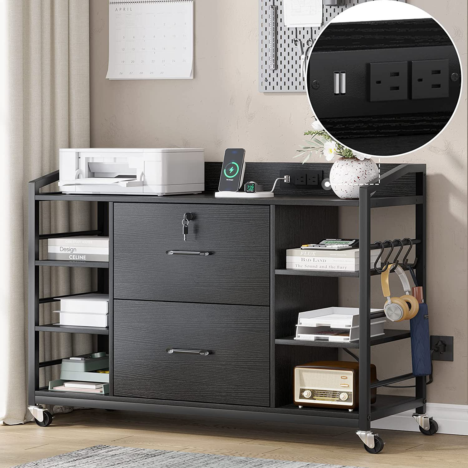 Latitude Run® 43.3'' Wide 2 -Drawer Mobile Lateral Filing Cabinet | Wayfair