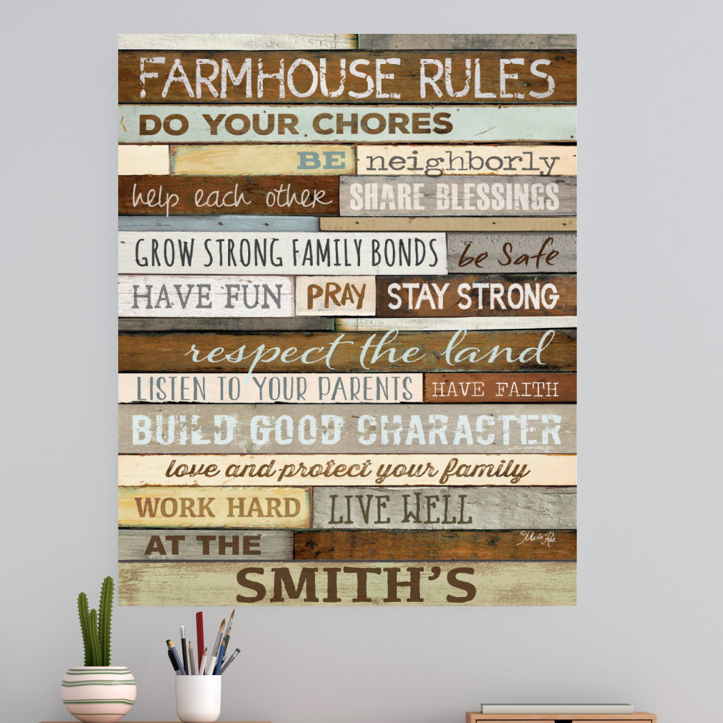 August Grove® Farmhouse Rules Personalized Wall Decal | Wayfair
