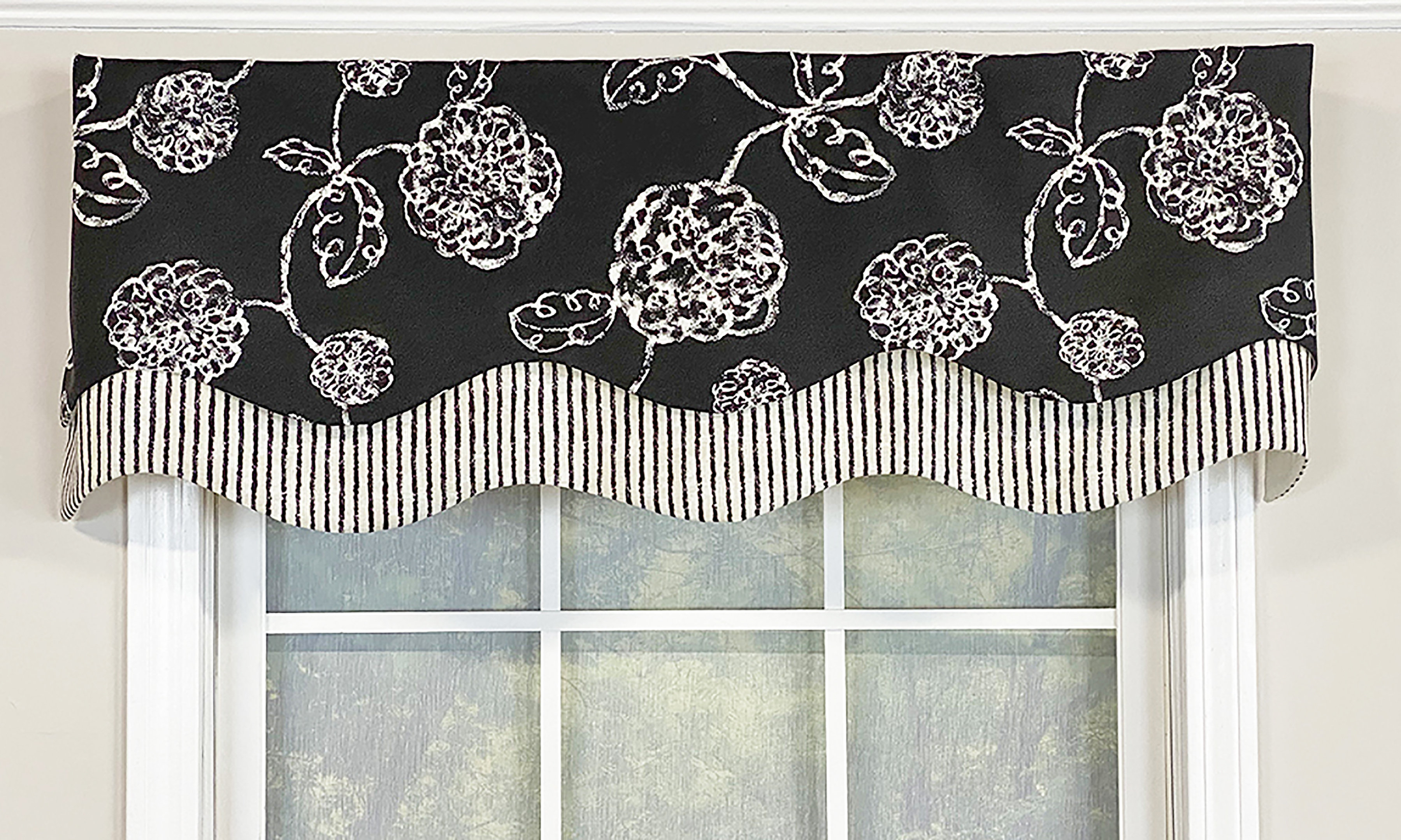 RLF Home Floral Scalloped 50'' Window Valance | Wayfair