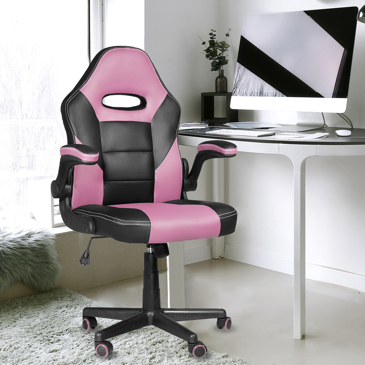 Inbox Zero Racing Style Adjustable Ergonomic Leather Swiveling PC ...