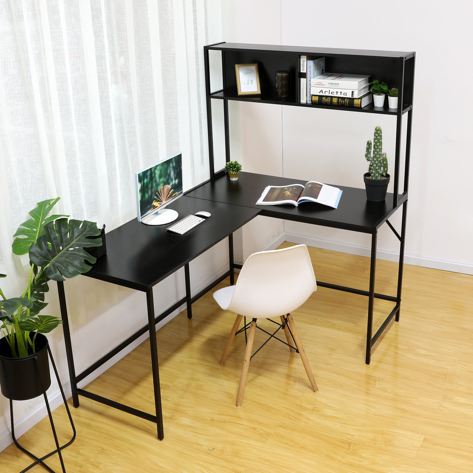 Inbox Zero Maiorano Reversible L-Shape Desk with Hutch | Wayfair