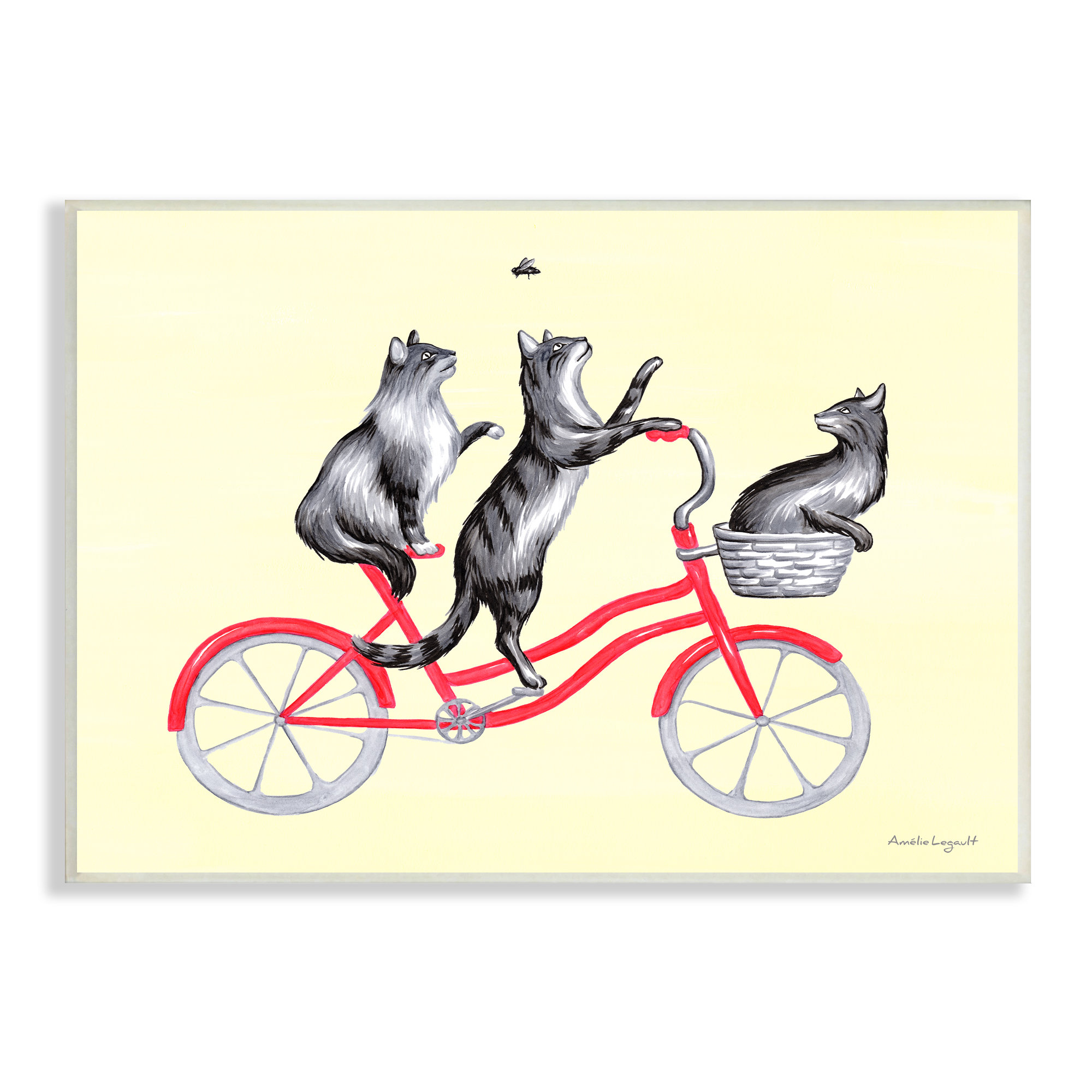 Stupell Industries Playful Cats Riding Red Bicycle Buzzing Bee Wall ...