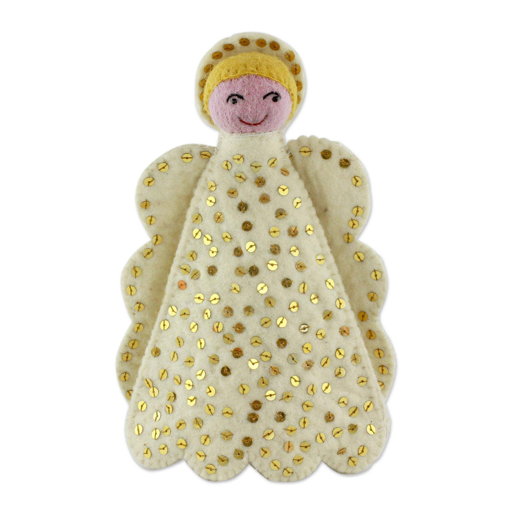 The Holiday Aisle® Angel Smile Wool Tree Topper | Wayfair