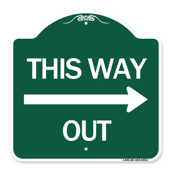 Signmission Designer Series Sign - This Way Out (Right Arrow) | Green ...