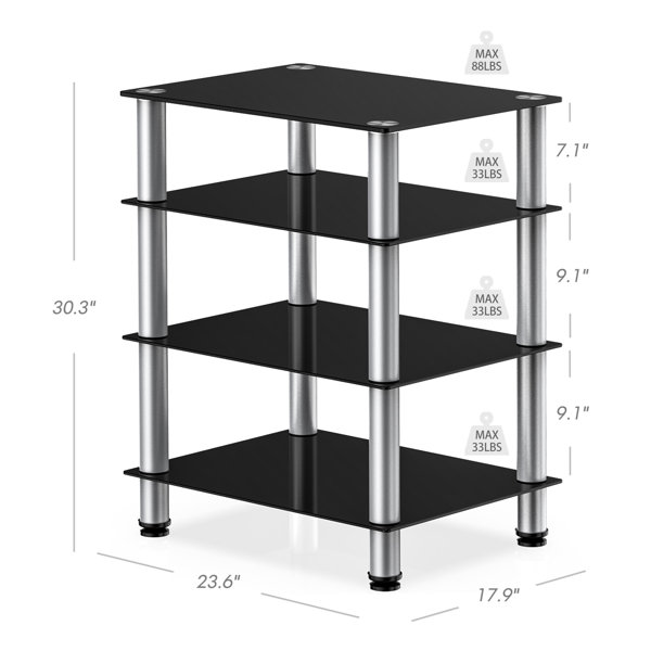 FITUEYES AV Component Media Stand Audio Rack 4-Tier Entertainment ...