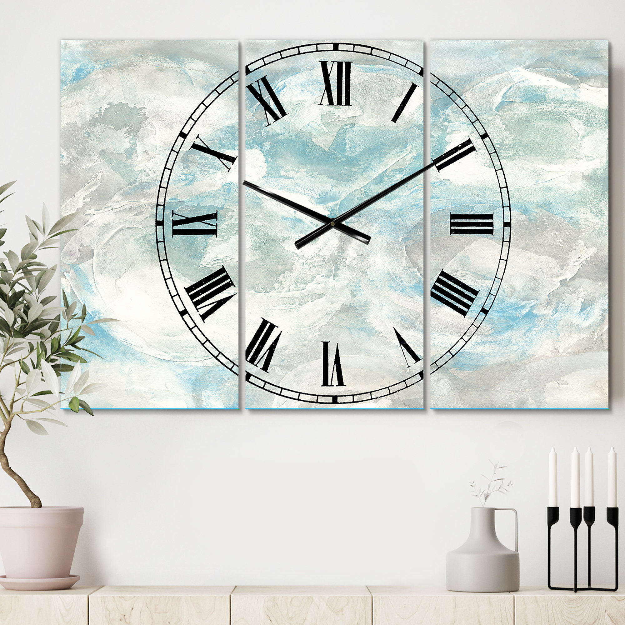 East Urban Home Pale Blue Shade III - Coastal wall clock | Wayfair