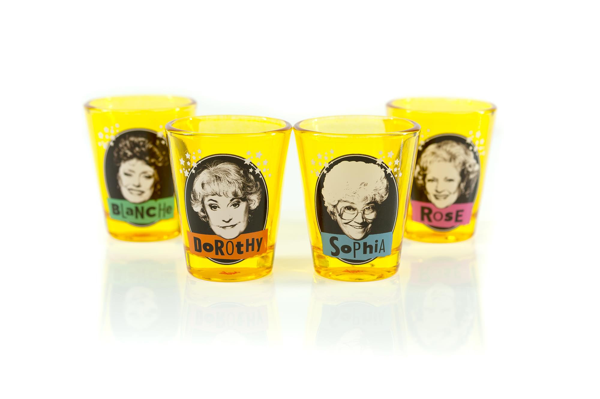 Just Funky The Golden Girls 2-Ounce Yellow Mini Glasses | Set Of 4 ...