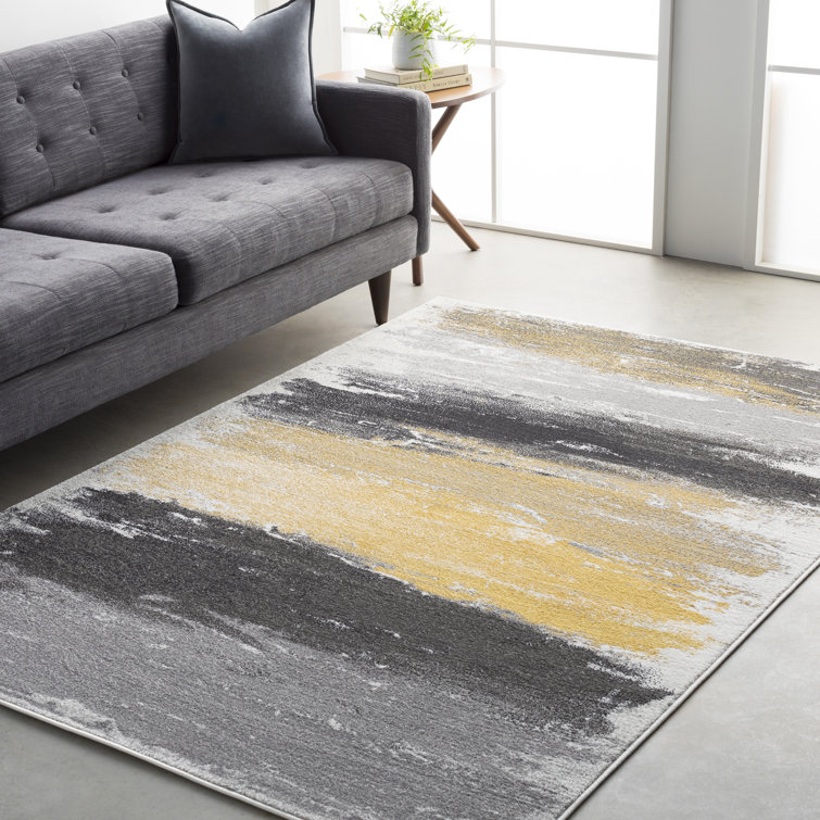 Wrought Studio Shuff Abstract Gray/Black/Yellow Area Rug & Reviews ...