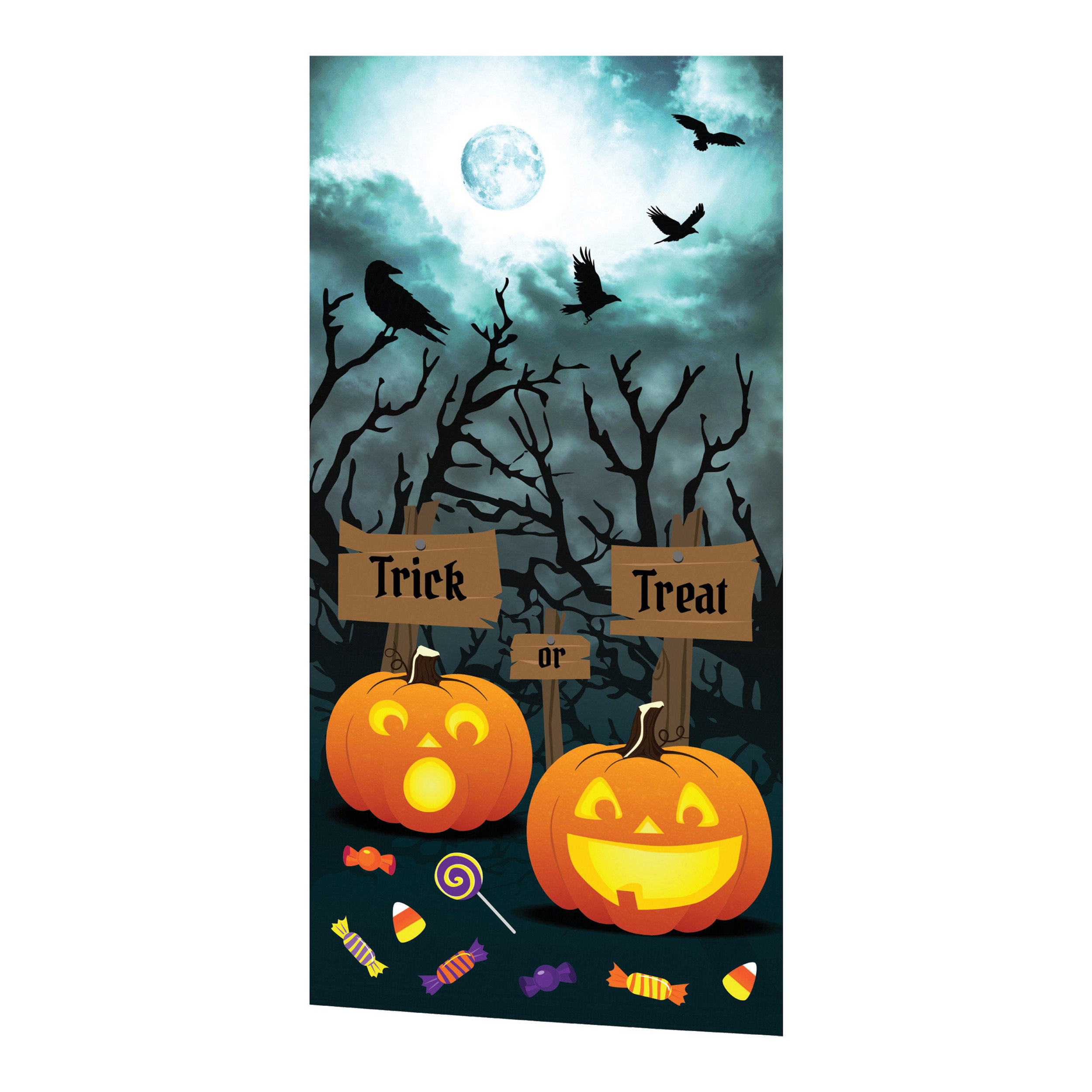 The Holiday Aisle® Ghansyam Halloween Trick Or Treat Door Cover | Wayfair