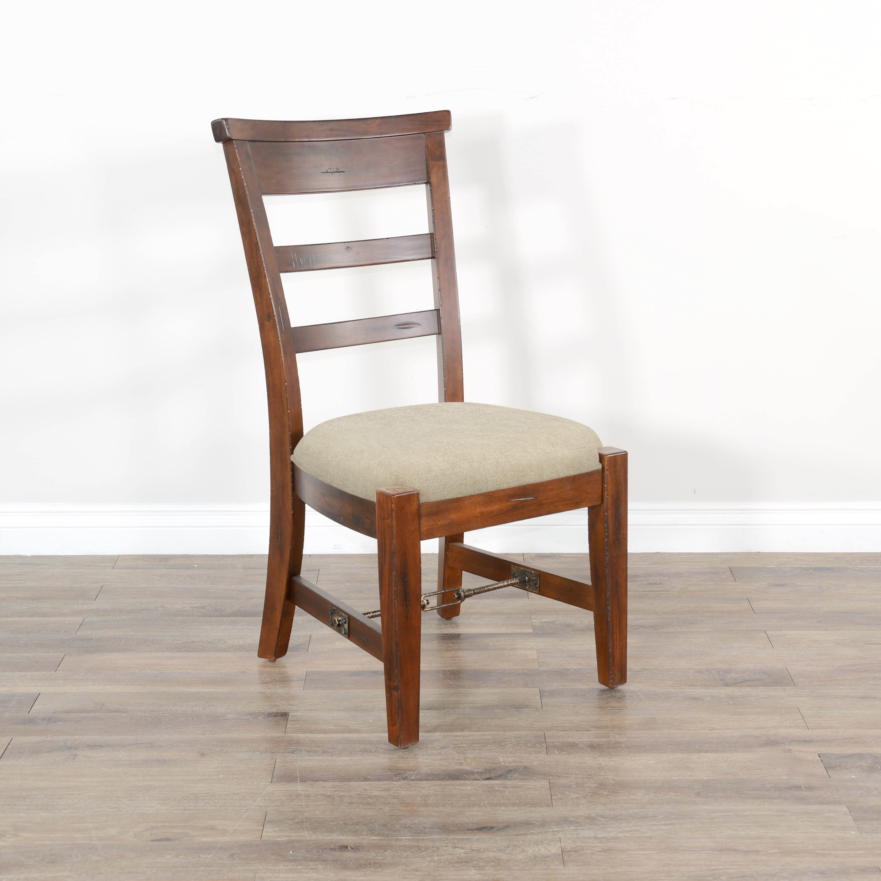Winston Porter Chelly Linen Ladder Back Side Chair in Beige | Wayfair
