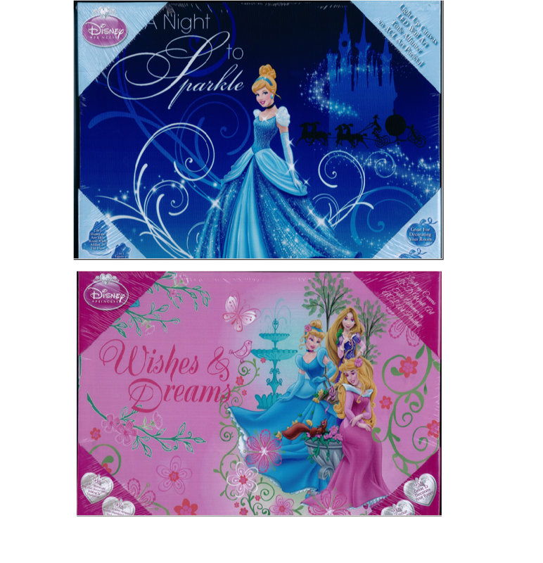 Linen Depot Direct Disney Princess Light Up 2 Piece Graphic Art Set on ...