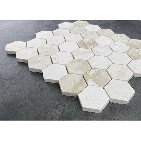 Miletos Stone Collection Shellstone 2" x 2" Travertine Mosaic Tile ...