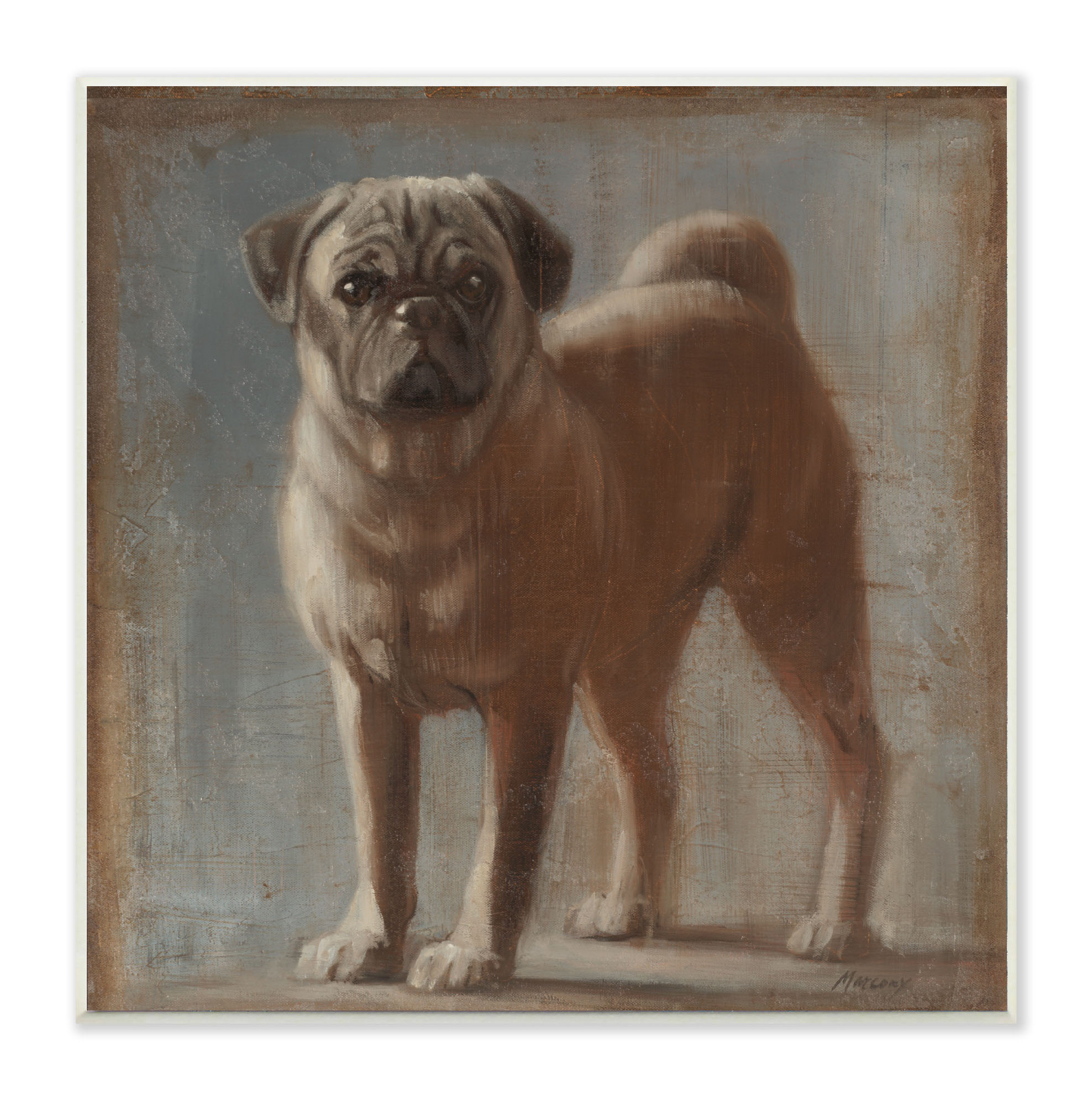 Charlton Home® Vintage Pug - Wrapped Canvas Graphic Art | Wayfair