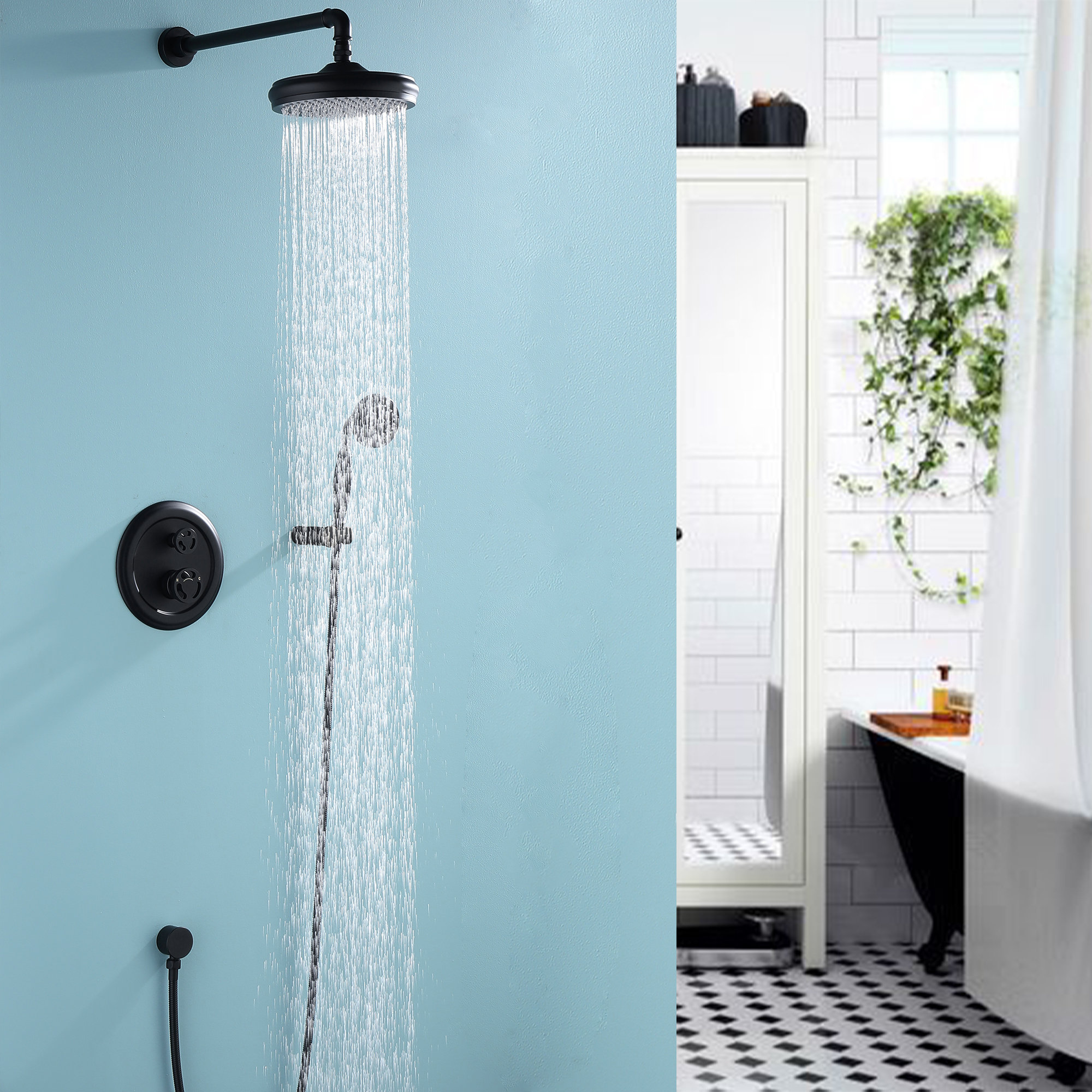Homein Wall Mounted Complete Shower System with Rough-In Valve | Wayfair