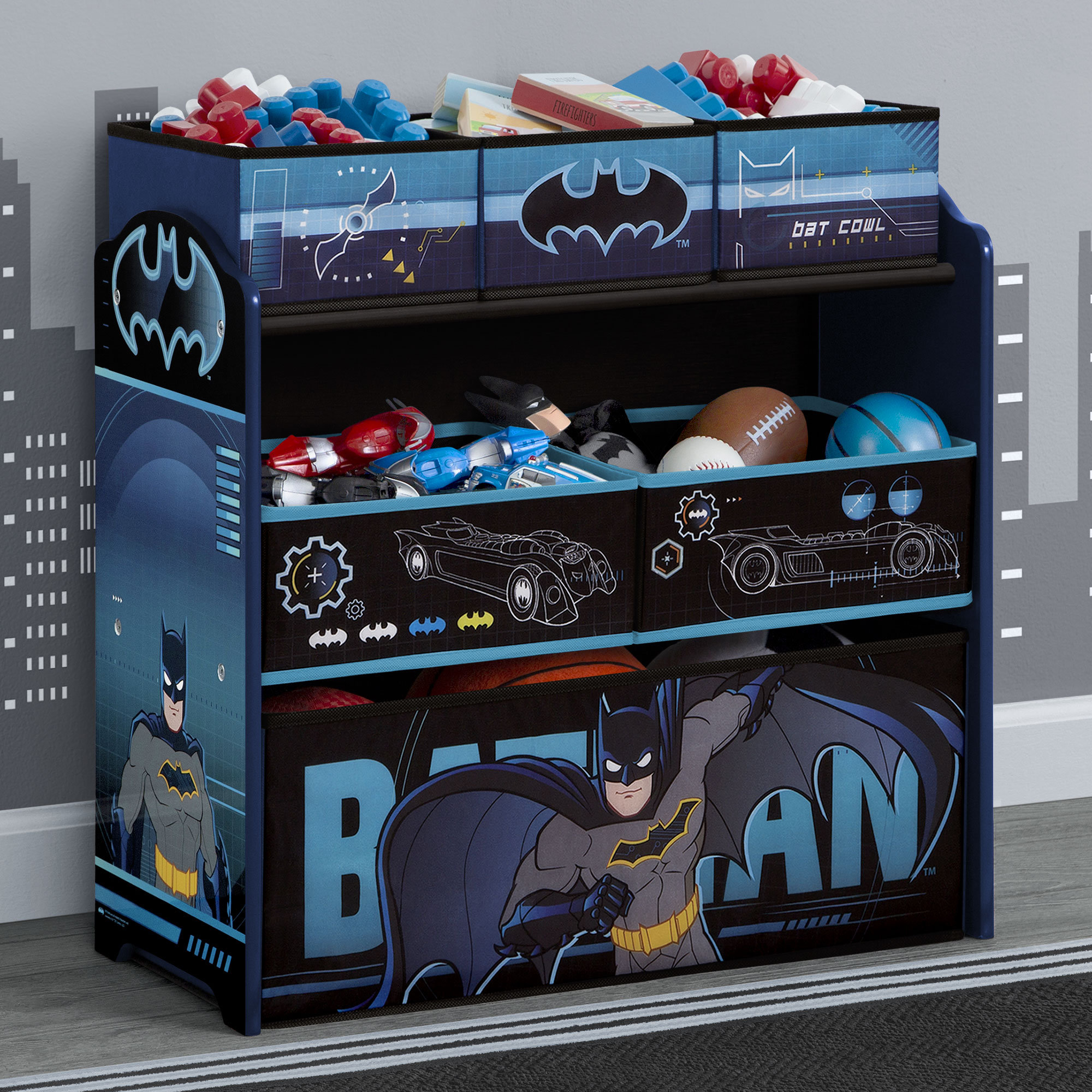Delta Children Batman 6 Bin Design and Store Toy Organizer - Greenguard ...