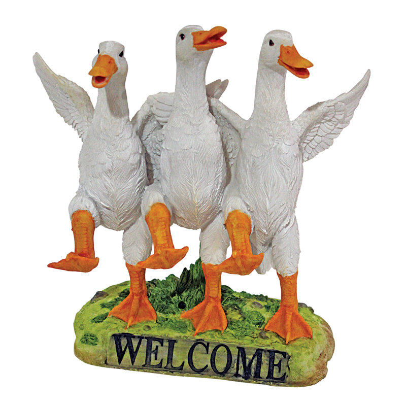 Design Toscano 3 Dancing Ducks Welcome Garden Sign Statue & Reviews ...