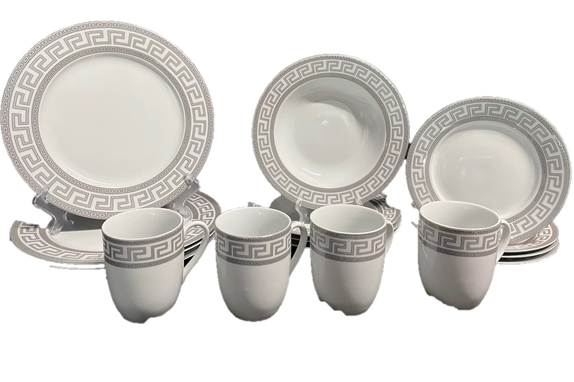 World Menagerie Schwanda Greek Key 16 Piece Dinnerware Set, Service for ...