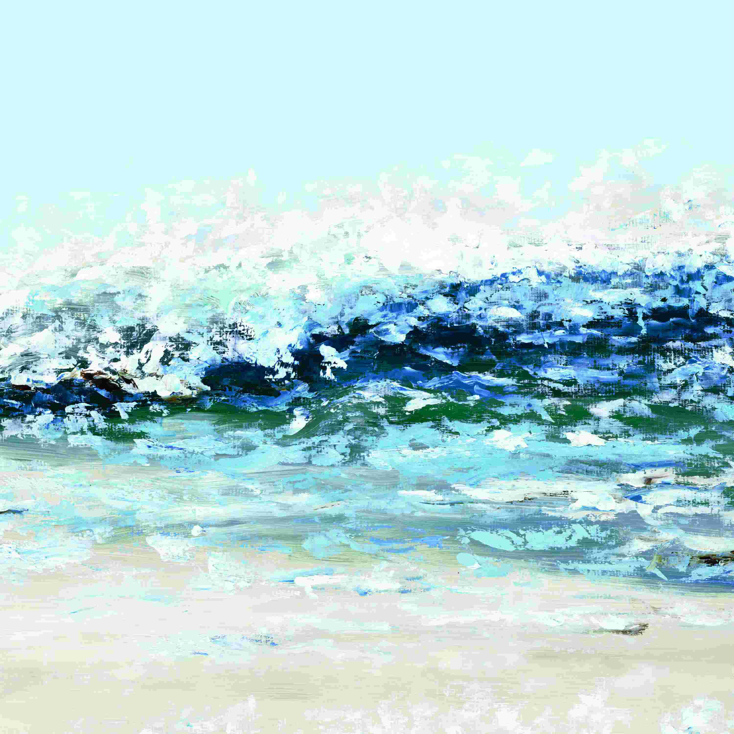 Highland Dunes Hand Painted Waves - Wrapped Canvas Painting | Wayfair