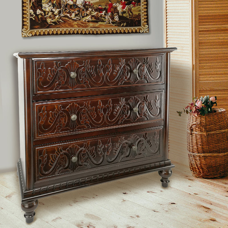 Wayborn 32'' Tall Solid Wood 3 - Drawer Accent Chest | Wayfair