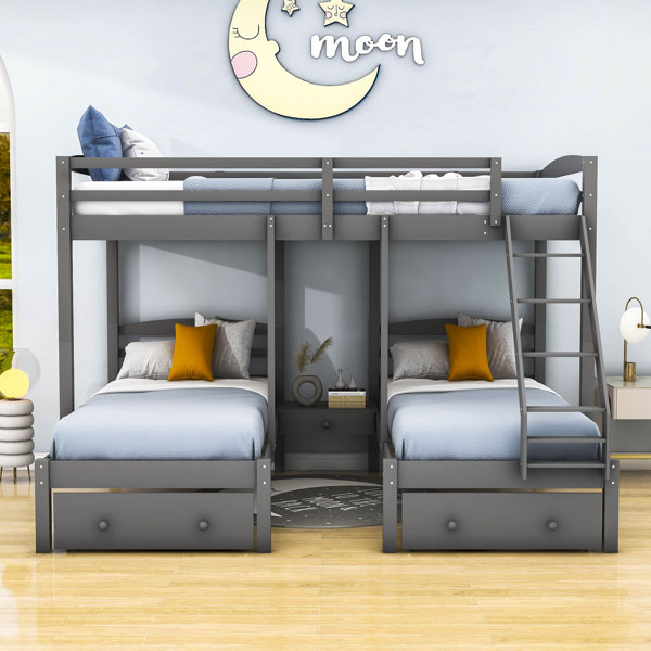 Harriet Bee Full Over Twin & Twin 3 Drawer L-Shaped Bunk Beds - Wayfair ...
