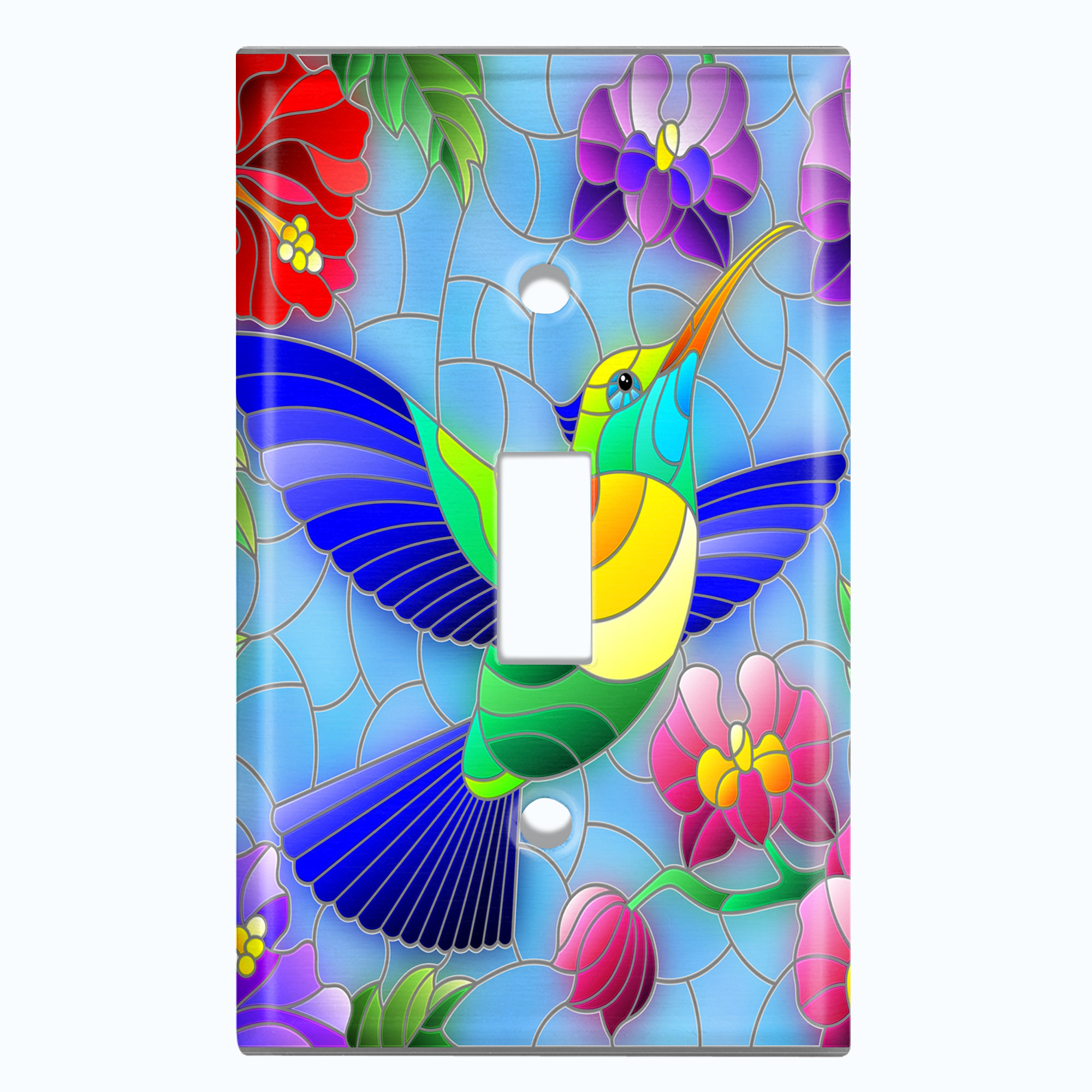 WorldAcc Mosiac Flying Bird Tile Flowers 1-Gang Wall Plate | Wayfair