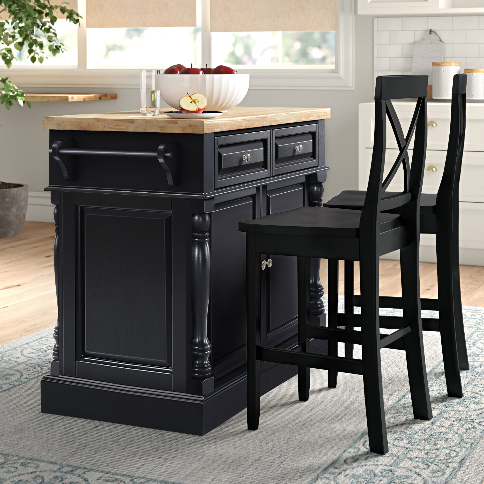 Three Posts™ Diamondback 48'' Wide Kitchen Island Set & Reviews | Wayfair