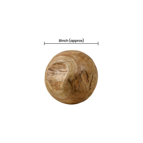 Millwood Pines Natural Teak Wood Orb, Decorative Orbs For Centerpiece ...