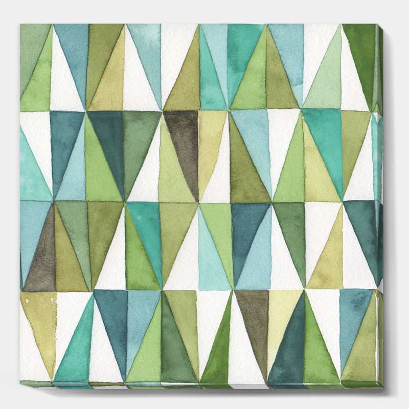 East Urban Home 'Geometric Green Triangle III' Picture Frame Painting ...