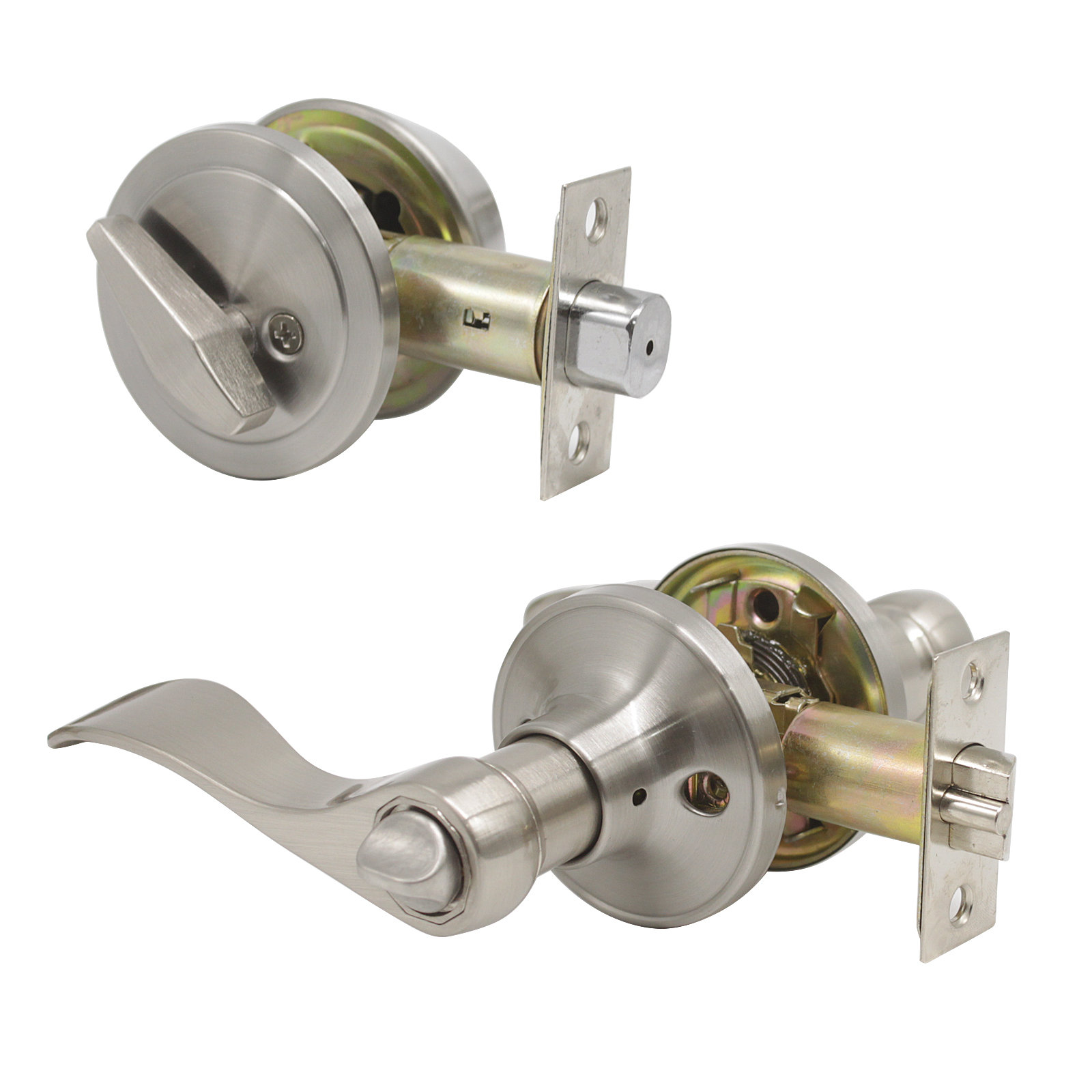 Probrico Complete Entry Lever Set with Single Cylinder Deadbolt ...